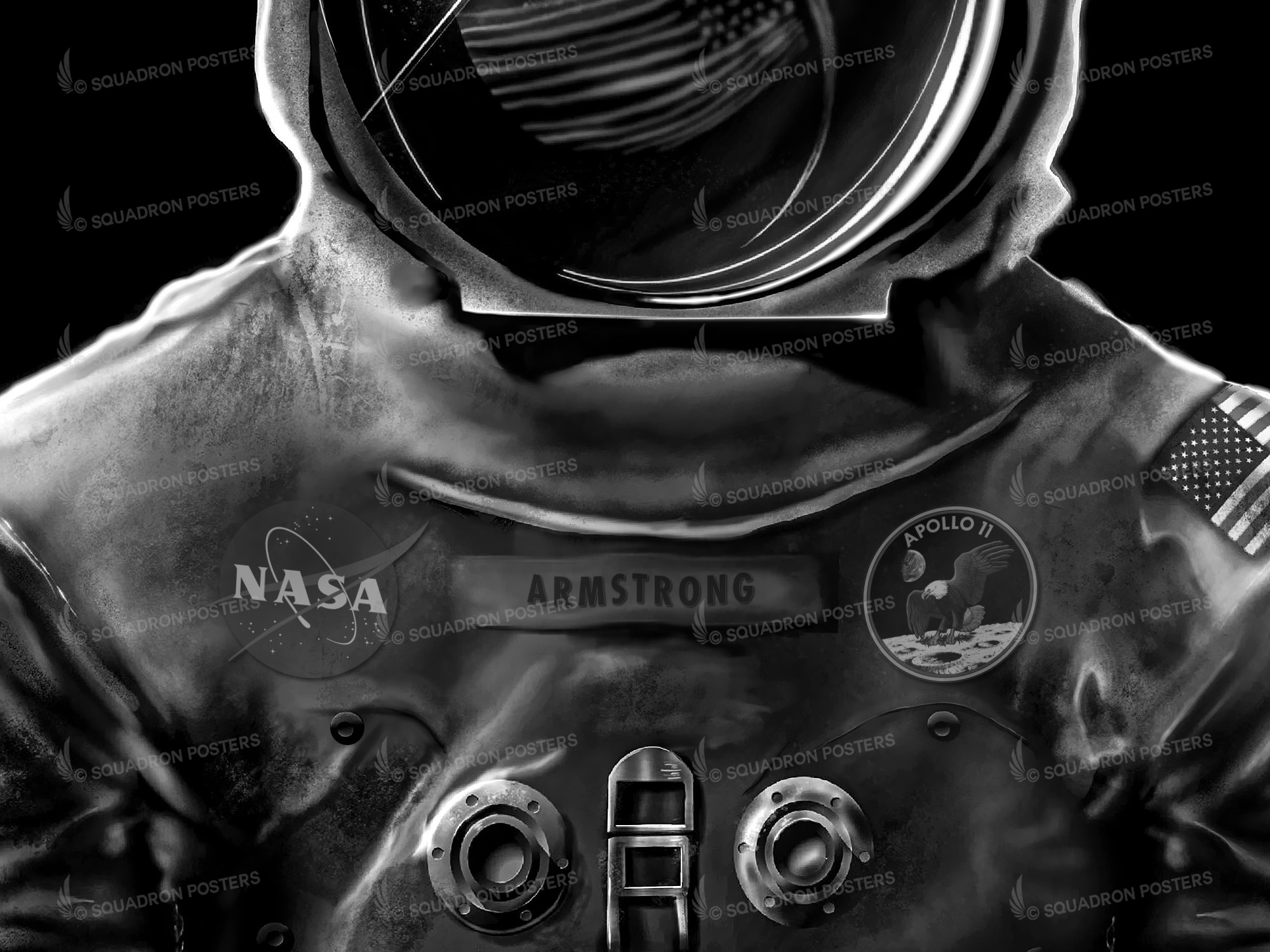 Apollo A7L Spacesuit Personalized Jet Black - Squadron Posters Apollo A7L Spacesuit Personalized Jet Black - Squadron Posters